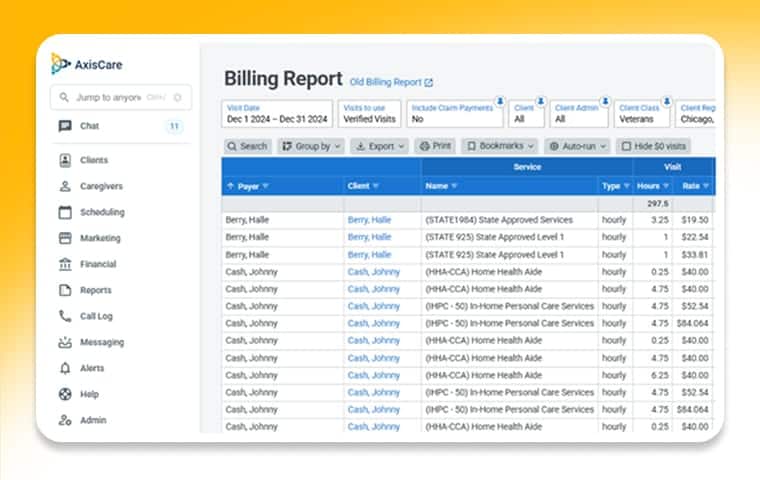Report Customization Axiscare